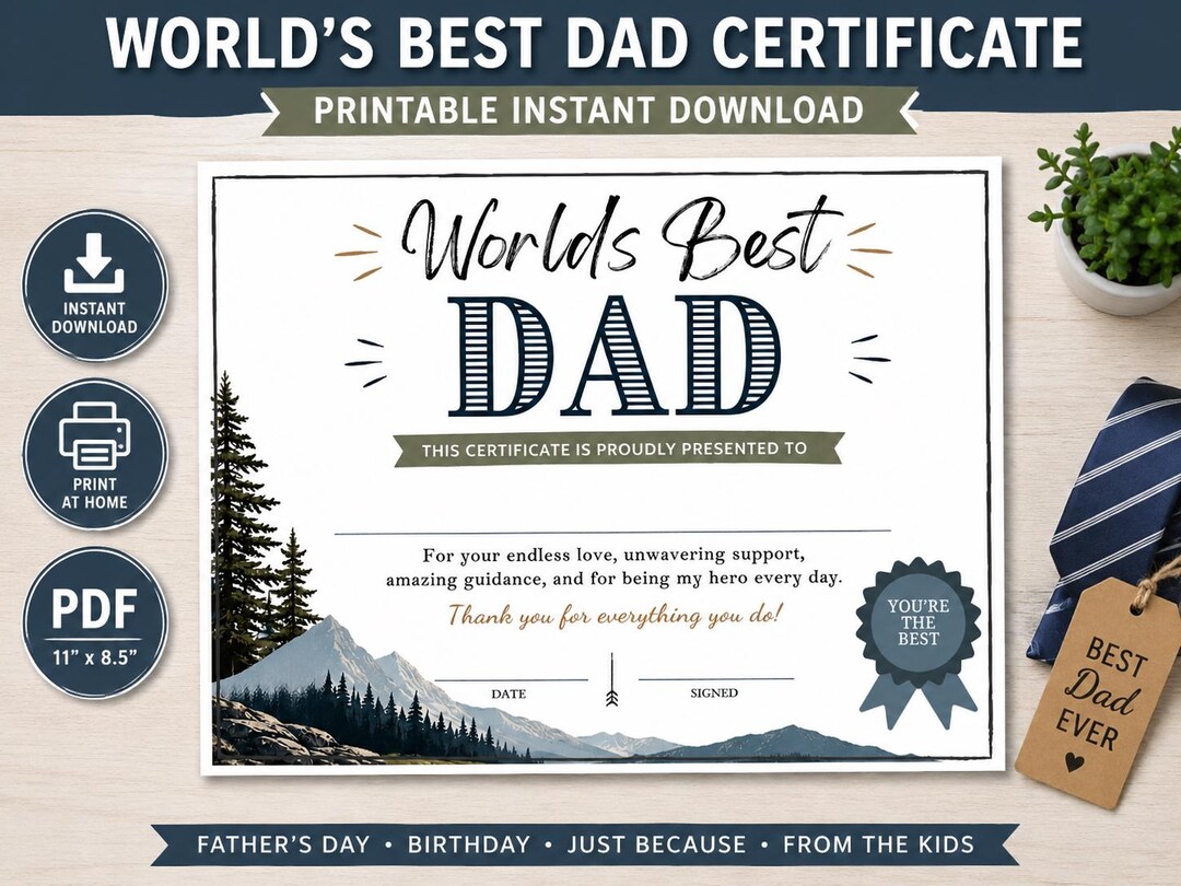Worlds Best Dad Certificate Printable | DIY Gift From Kids | Father’s ...