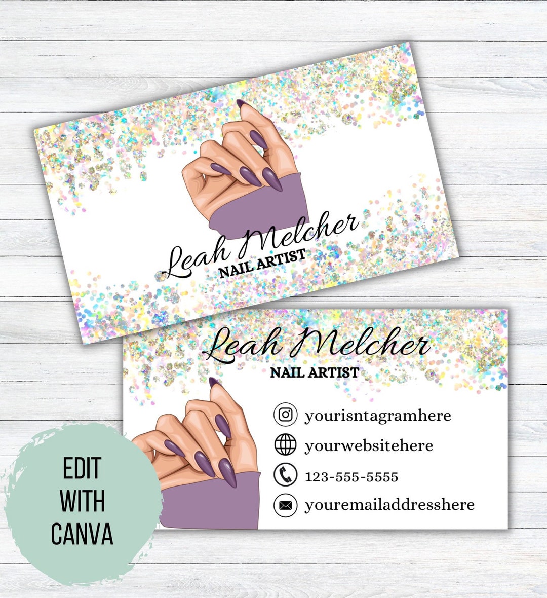 Nail Technician Business Card Bundle | Nail Artist | Salon | Digital ...