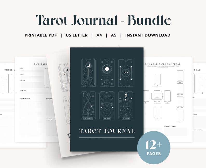 Tarot Journal Printable Tarot Reading Workbook Spreads A4, A5, US ...
