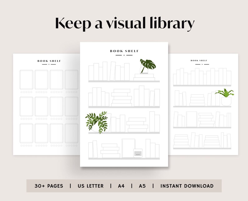 Reading Journal Bundle Book Log Tracker Planner 30 Pg, A4, A5, US ...