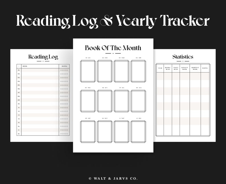 Printable Reading Journal Bundle: Book Tracker Planner (PDF Download ...