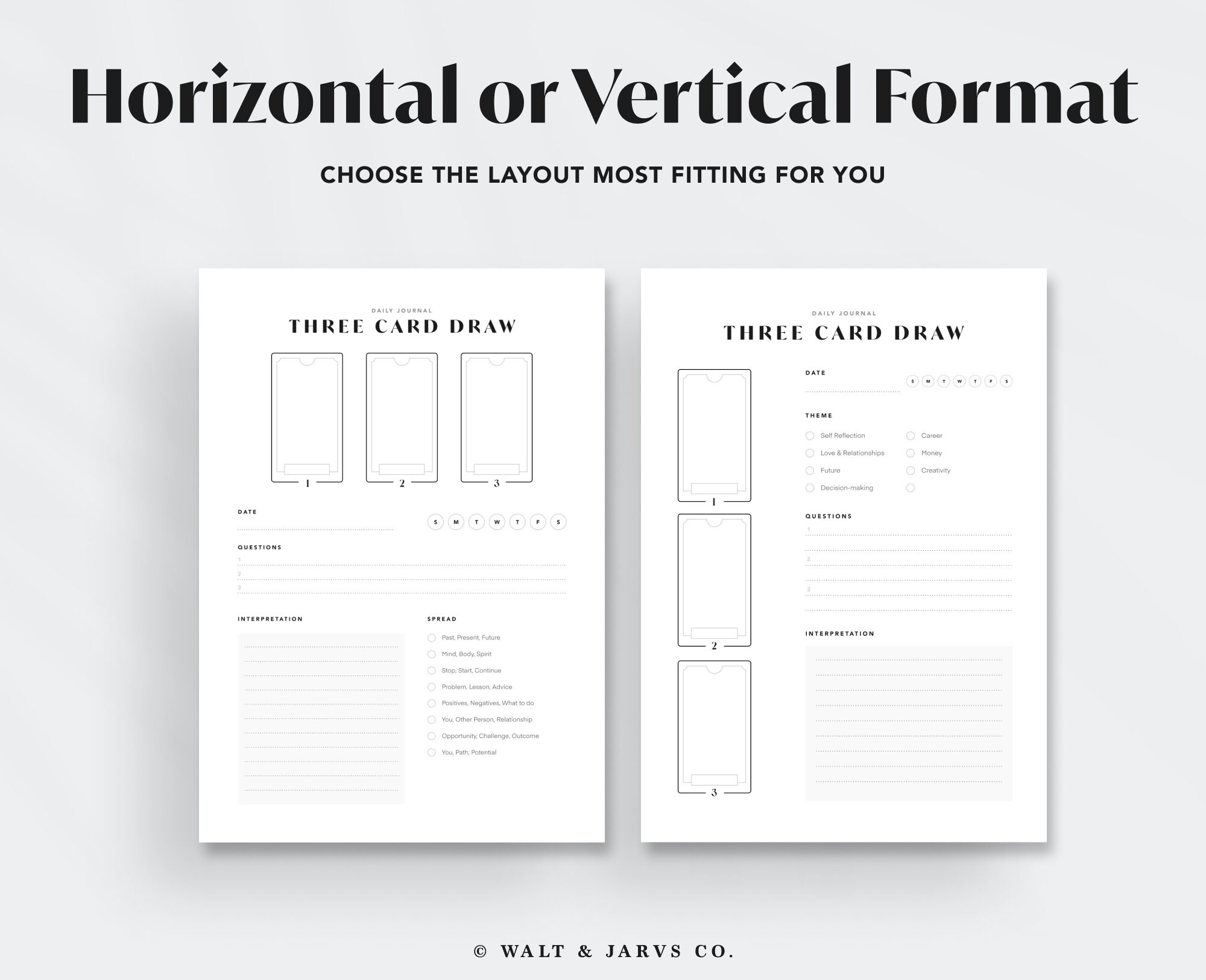 Tarot Journal Printable Daily Three Card Spread Reading Workbook A4, A5 ...