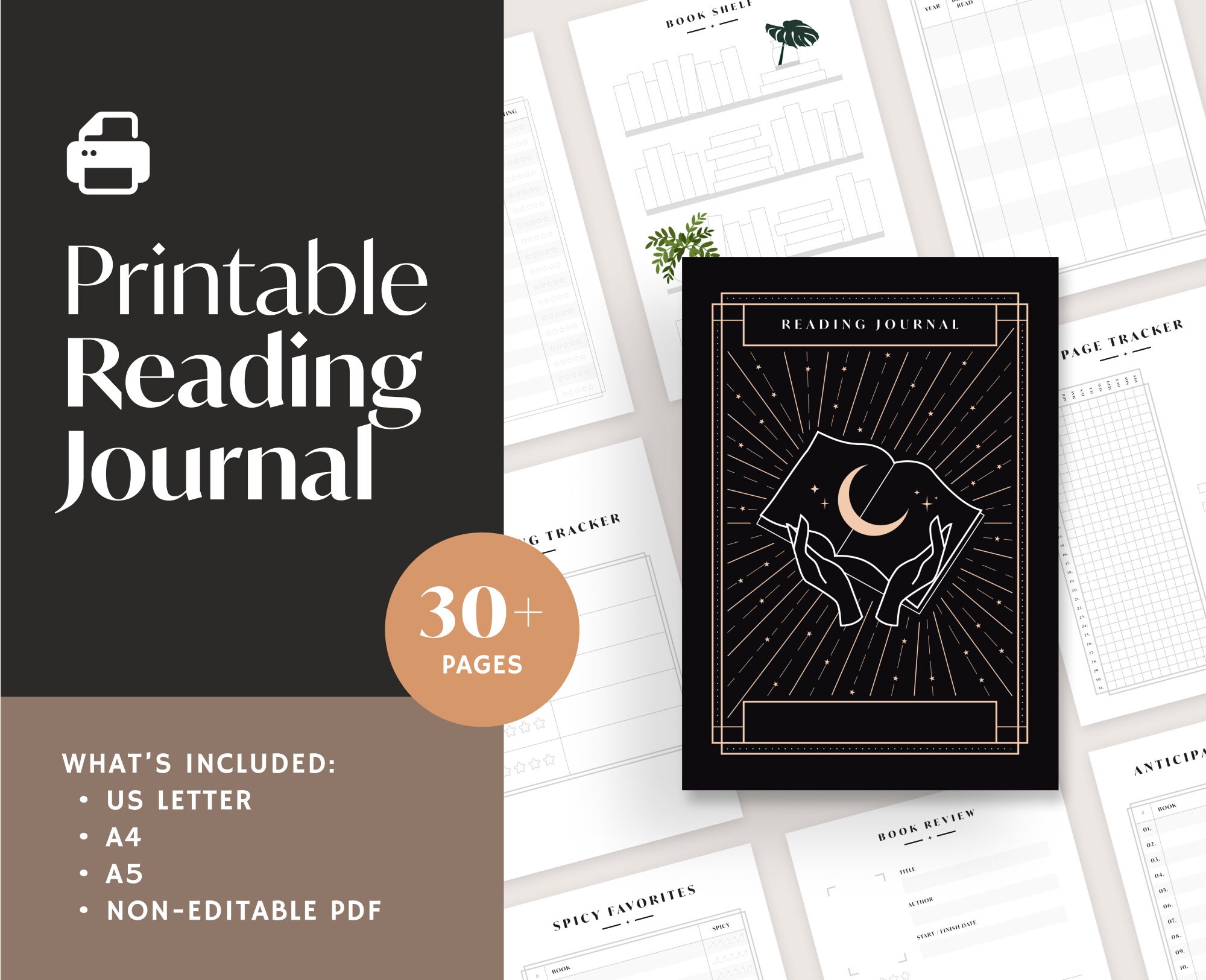 Reading Journal Bundle Book Log Tracker Planner 30 Pg, A4, A5, US ...