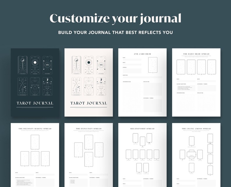 Tarot Journal Printable Tarot Reading Workbook Spreads A4, A5, US ...