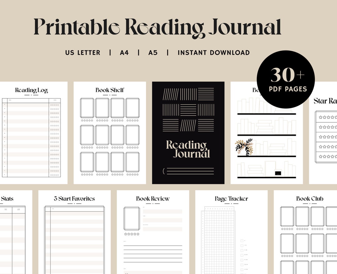 Printable Reading Journal Bundle: Book Tracker Planner (PDF Download ...
