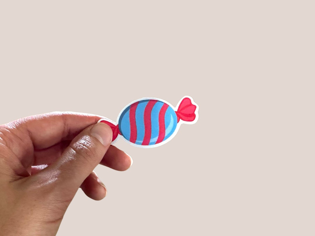 Candy Red Blue Stripe Sticker - Etsy
