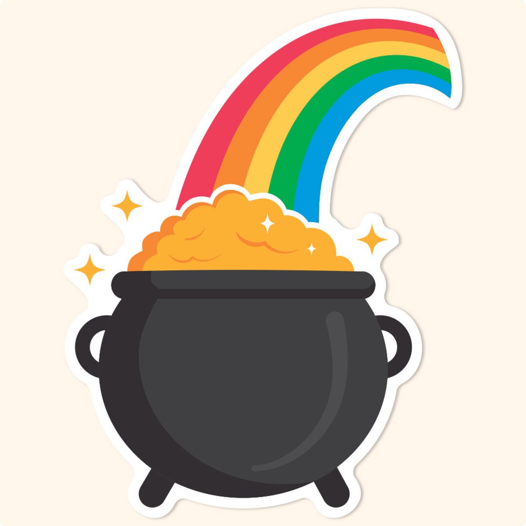 Rainbow & Pot of Gold Sticker - Etsy