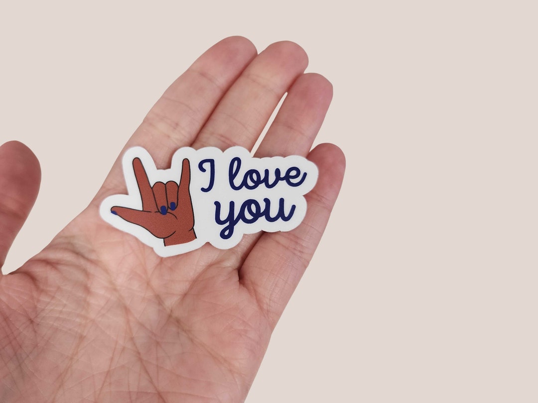 I Love You Sign Language Blue Sticker - Etsy