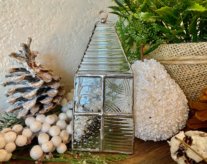 Stained Glass House Tree Ornament, Suncatcher, Mirror Dangle-clear ...