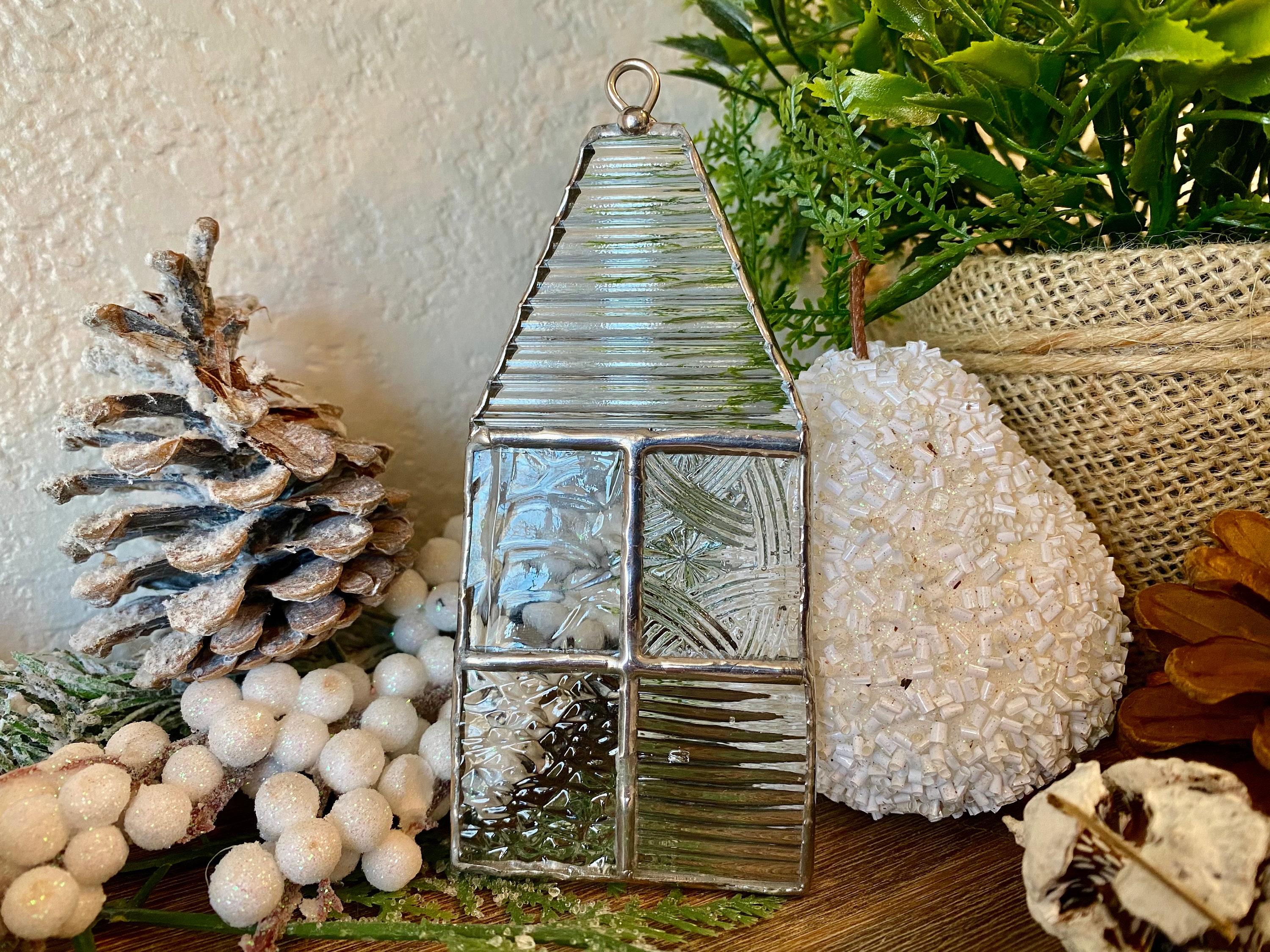 Stained Glass House Tree Ornament, Suncatcher, Mirror Dangle-clear ...