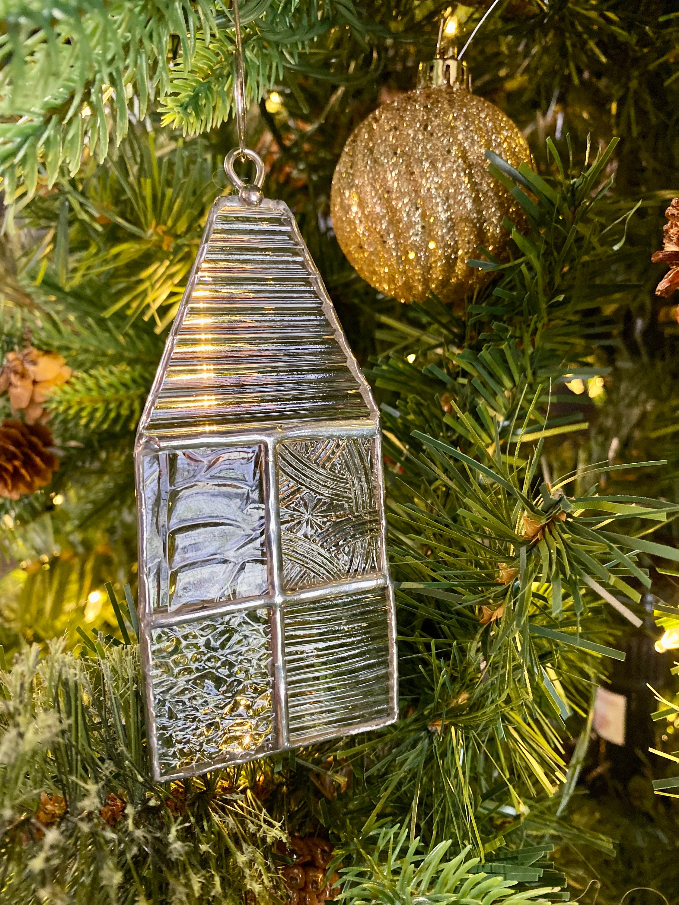 Stained Glass House Tree Ornament, Suncatcher, Mirror Dangle-clear ...