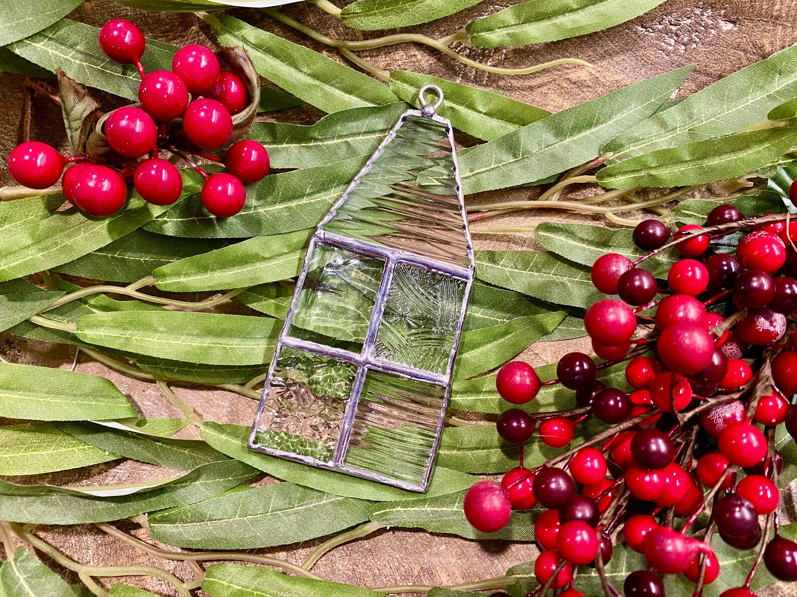 Stained Glass House Tree Ornament, Suncatcher, Mirror Dangle-clear ...