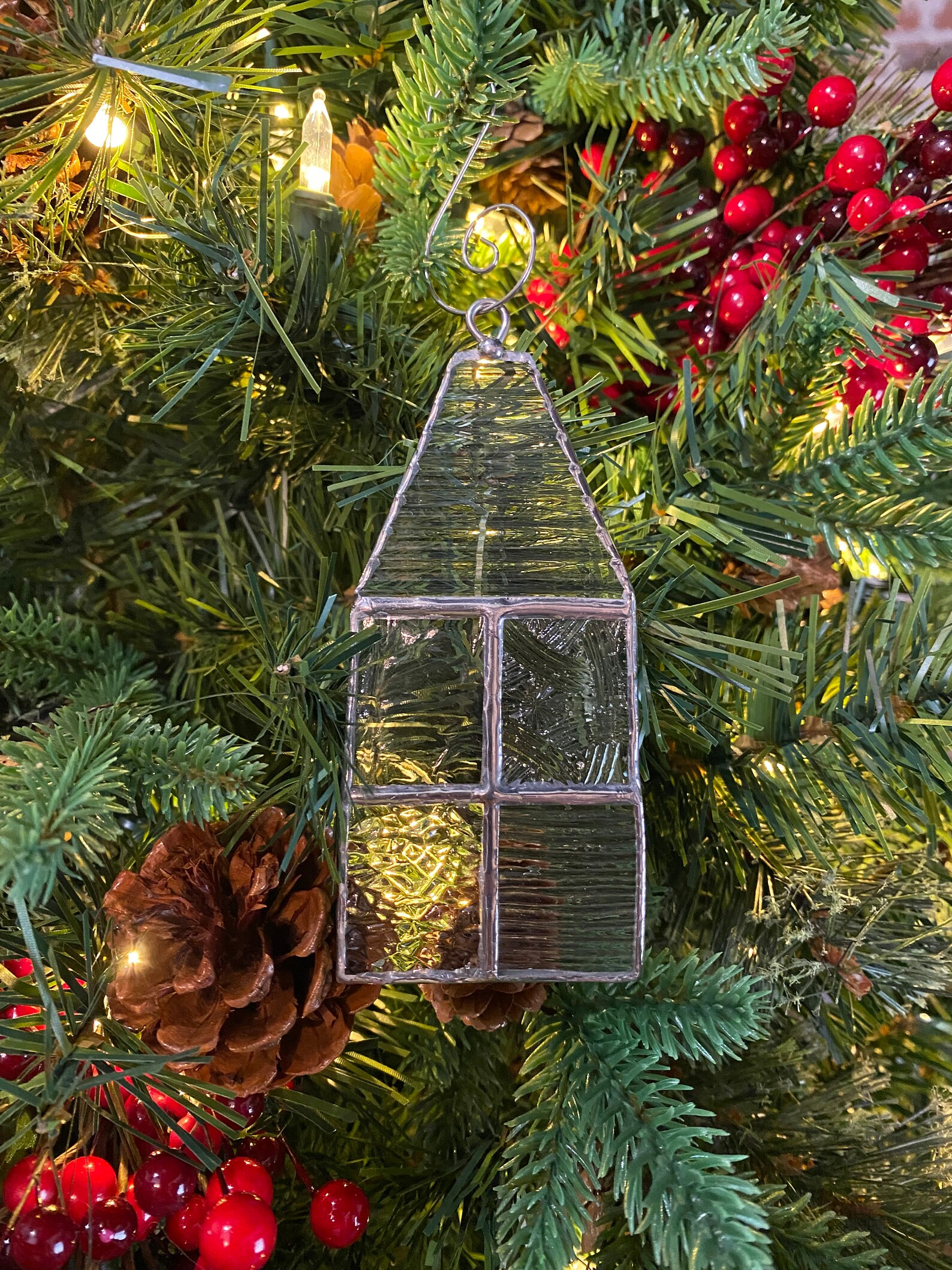 Stained Glass House Tree Ornament, Suncatcher, Mirror Dangle-clear ...