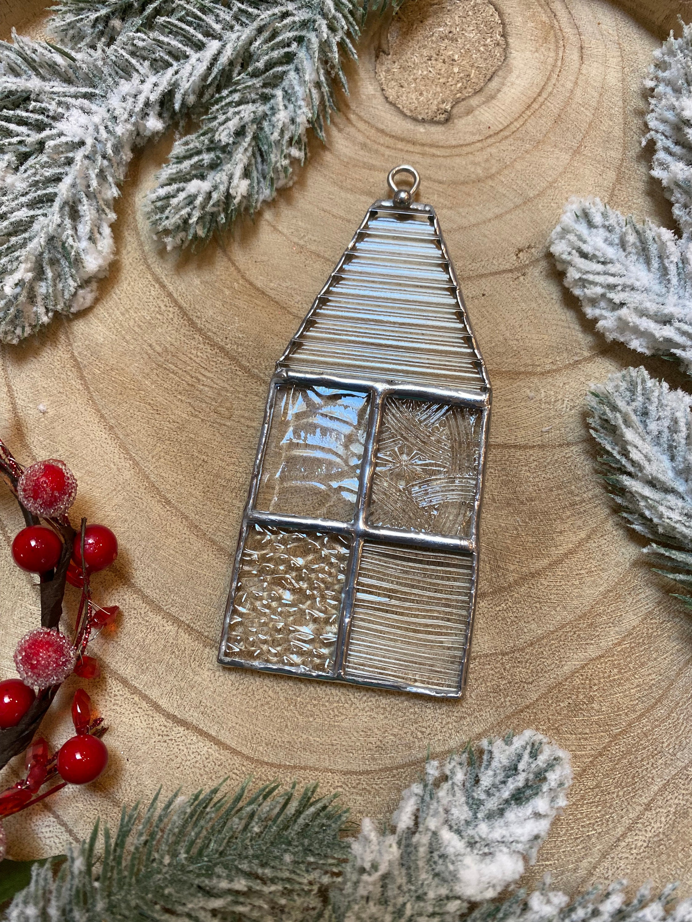 Stained Glass House Tree Ornament, Suncatcher, Mirror Dangle-clear ...