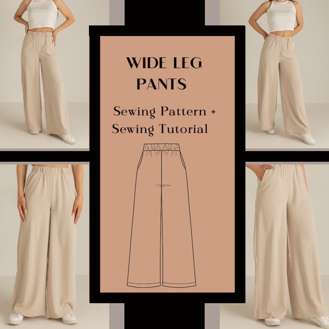 Wide Leg Pants for Women Sewing Pattern in 5 Sizes and Instruction ...
