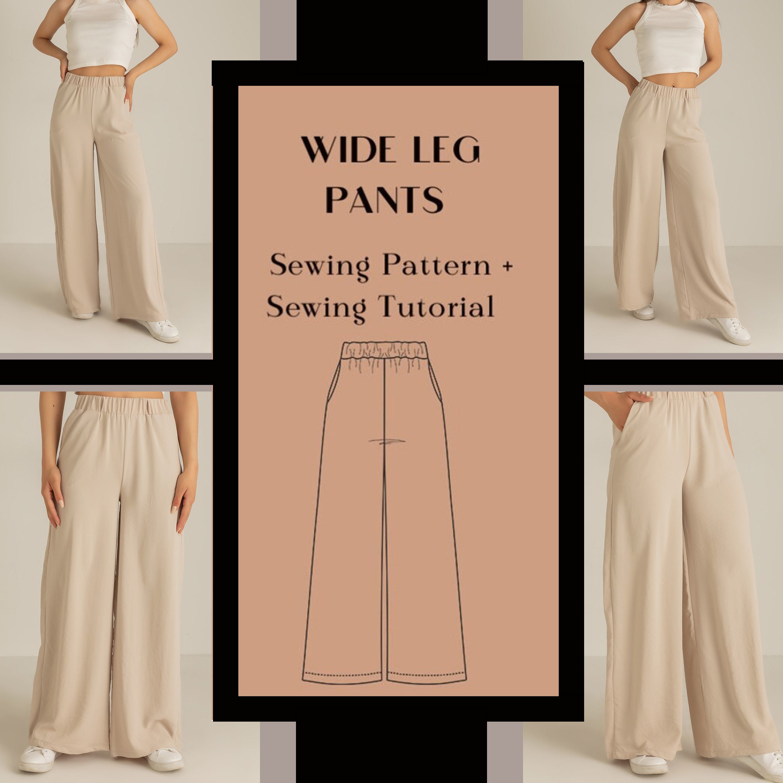 Wide Leg Pants For Women Sewing Pattern In 5 Sizes And Etsy