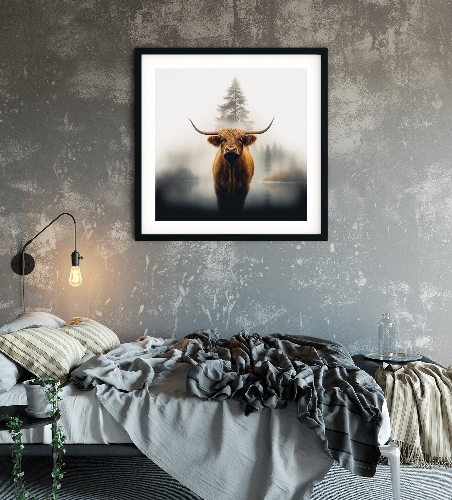Highland Cow PNG, Printable Animal Poster, Highland Cow Square Wall Art ...