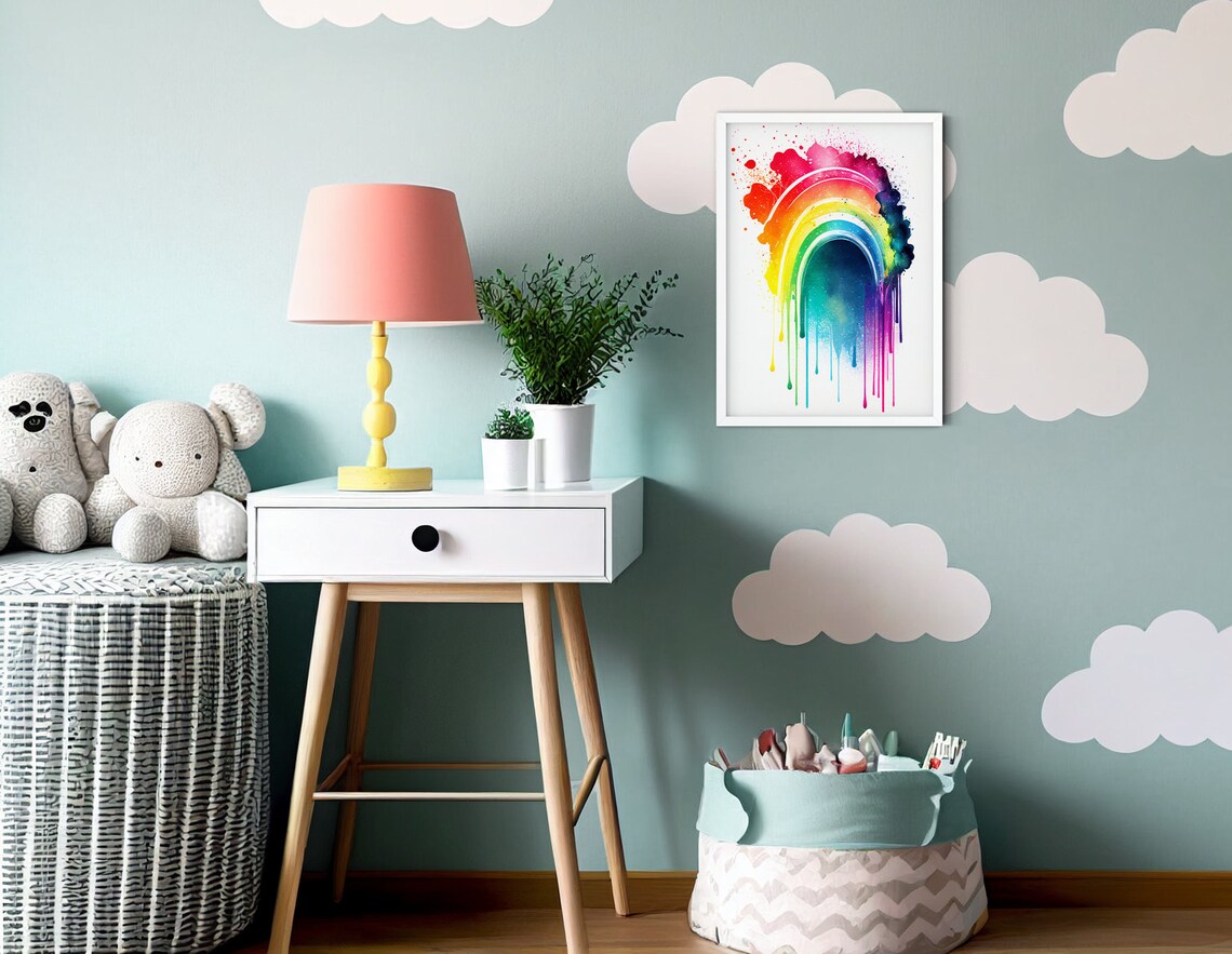 Rainbow Clipart, Printable Rainbow Poster, Ai Wall Art, Instant ...
