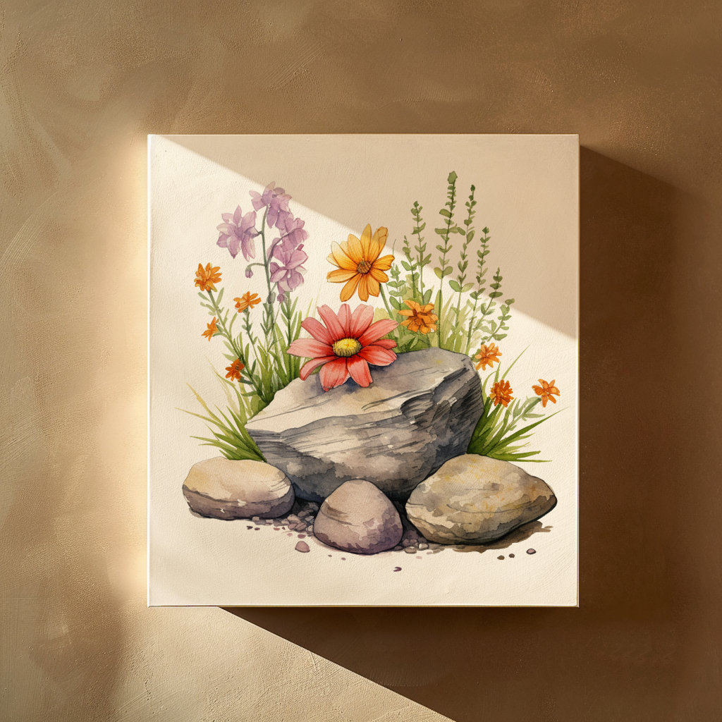 15 Wildflowers and Stones Clipart, Watercolor Clipart, Wildflower ...