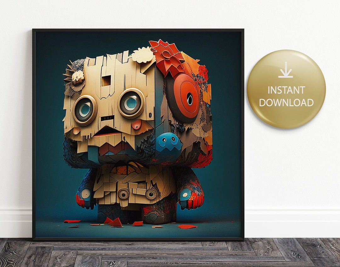 Cute Boxy Head Fantasy Figure Clipart, Kids Picture, Ai Generated Wall ...