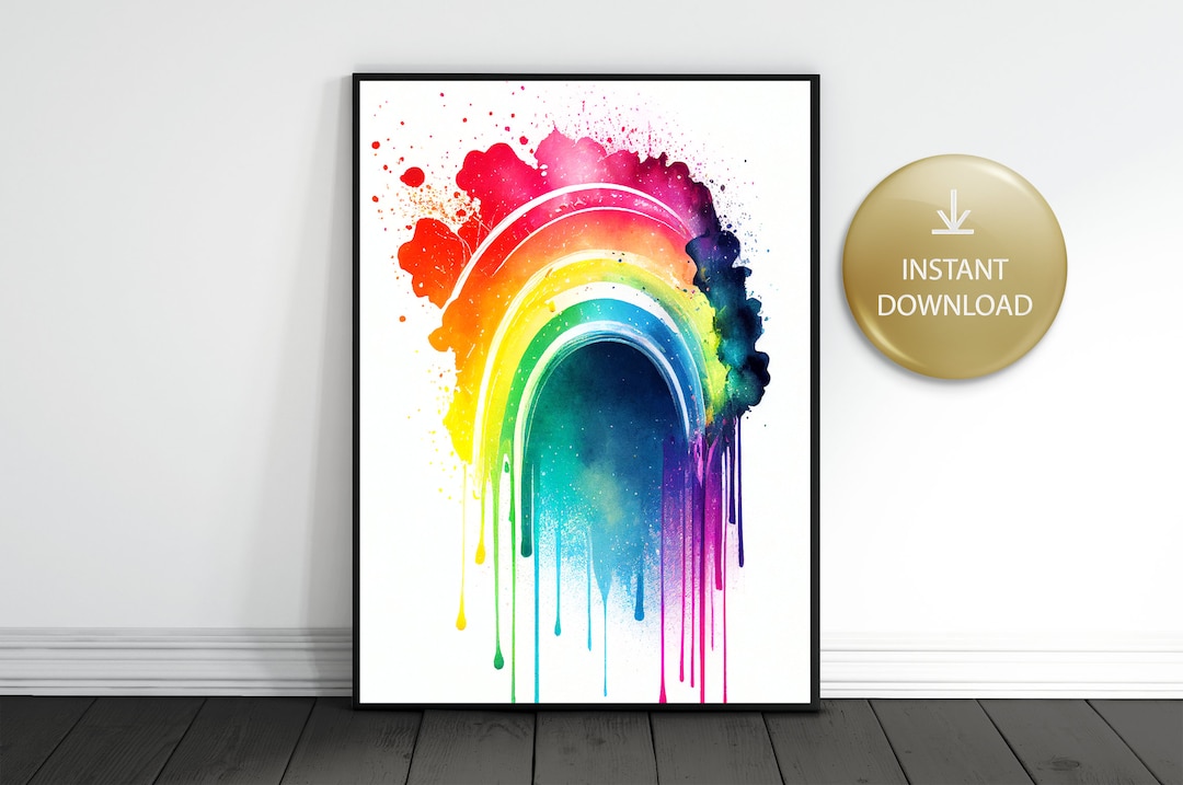 Rainbow Clipart, Printable Rainbow Poster, Ai Wall Art, Instant ...