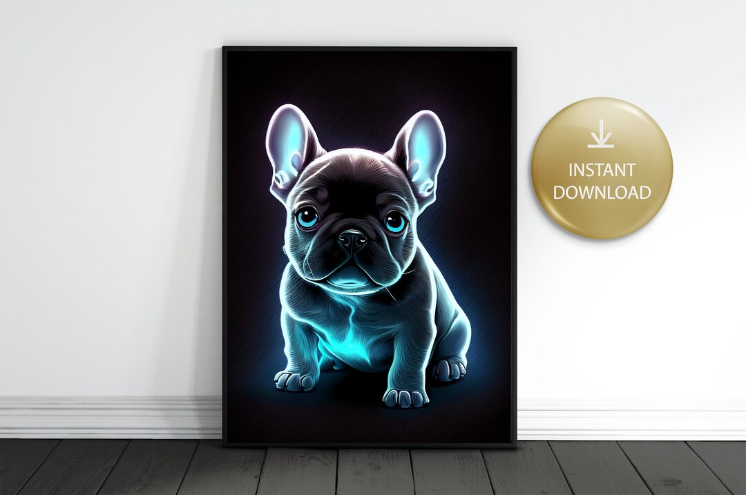 French Bulldog Puppy, Frenchie Digital Print, Pet Ai Art, Printable ...