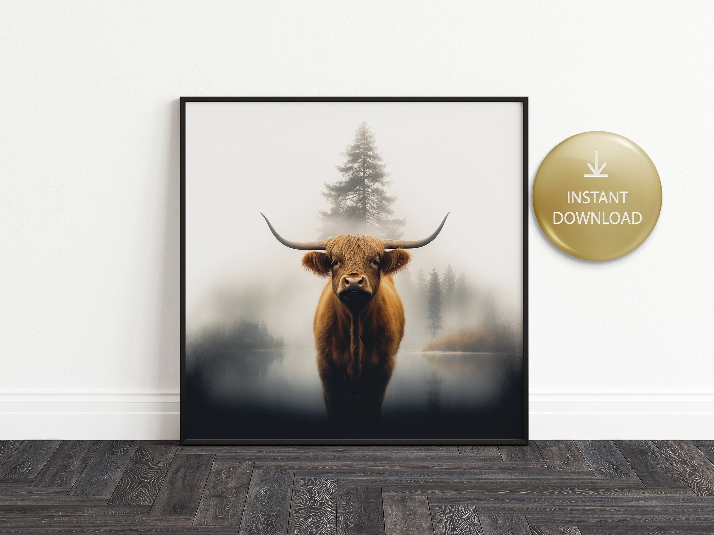 Highland Cow PNG Printable Animal Poster Highland Cow Square - Etsy