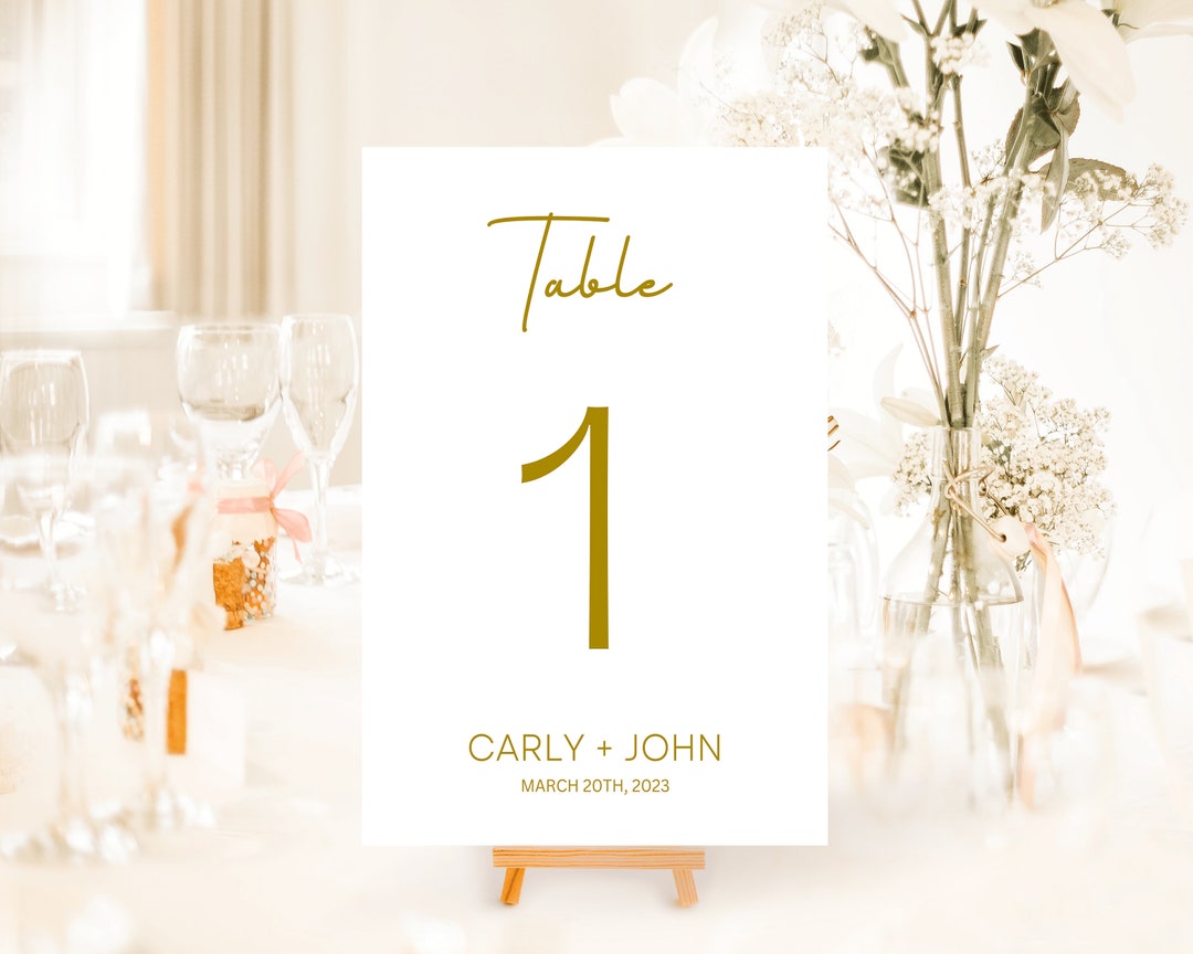 Modern Table Numbers Template, Minimal Table Numbers, Minimal Wedding ...