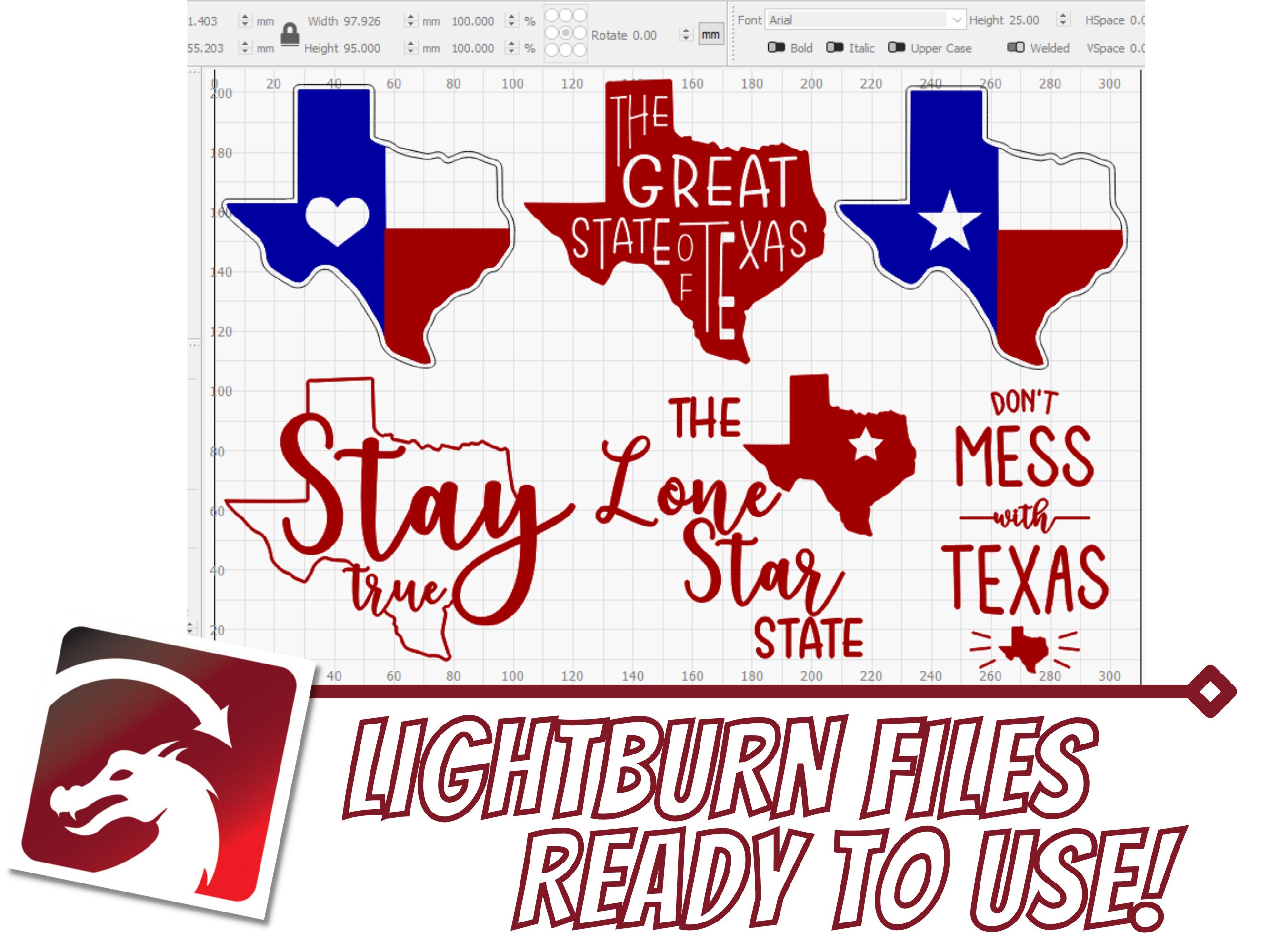Texas State Shapes Some With Sayings, Flags, and Outlines for Lightburn ...