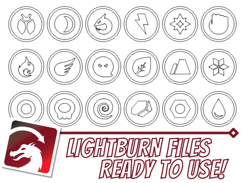 Pokemon Symbols Lightburn Tokens .lrbn2 File Ready Laser Engraver ...