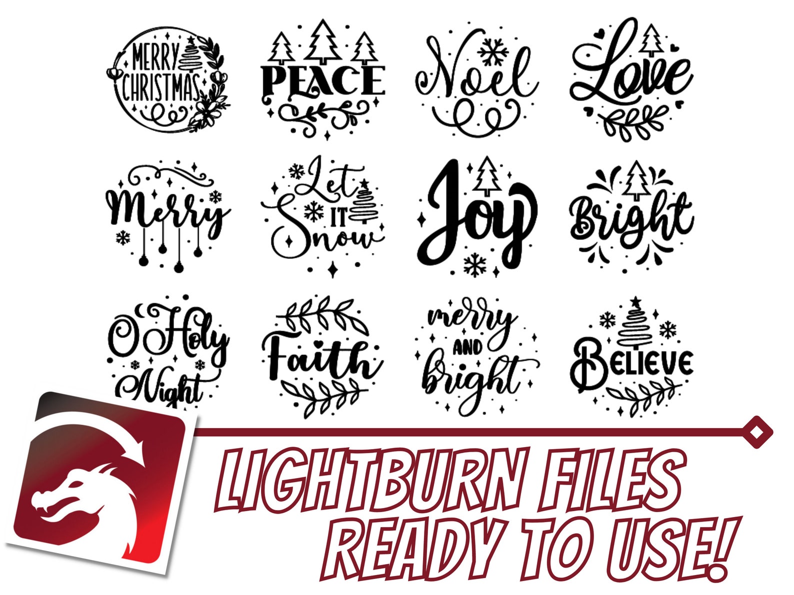 Christmas Sayings Lightburn Files Laser Engraver Cutter Signs Image ...