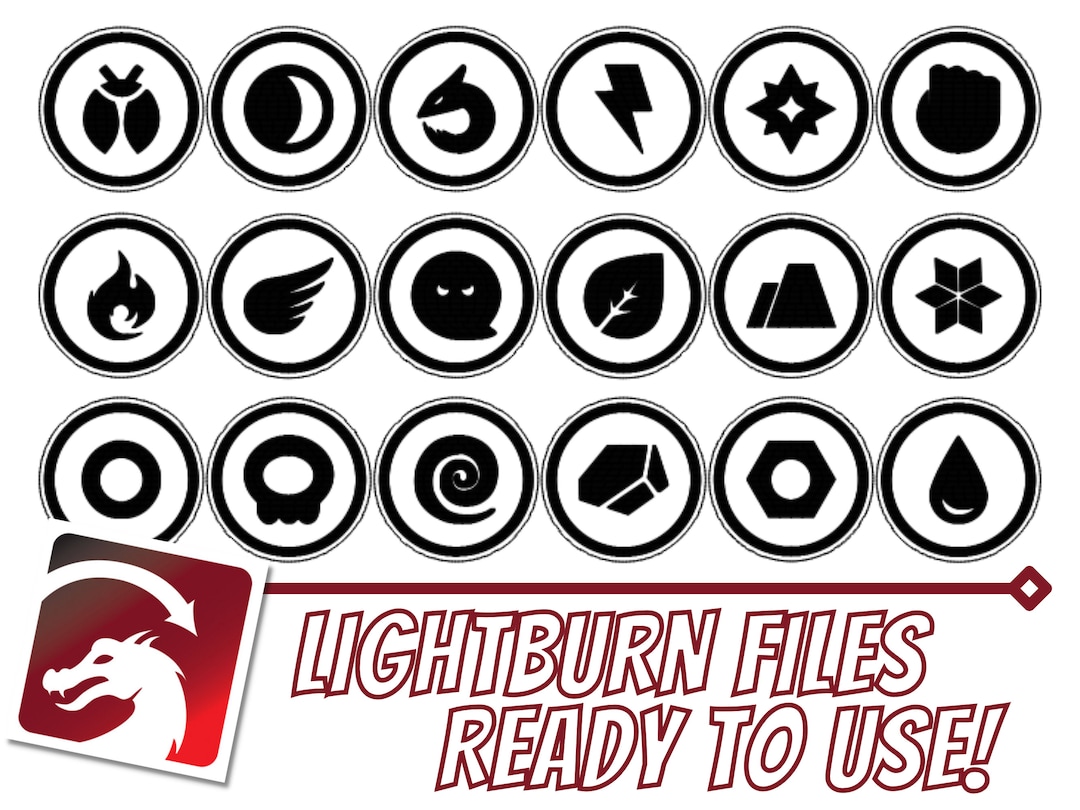 Pokemon Symbols Lightburn Tokens .lrbn2 File Ready Laser Engraver ...