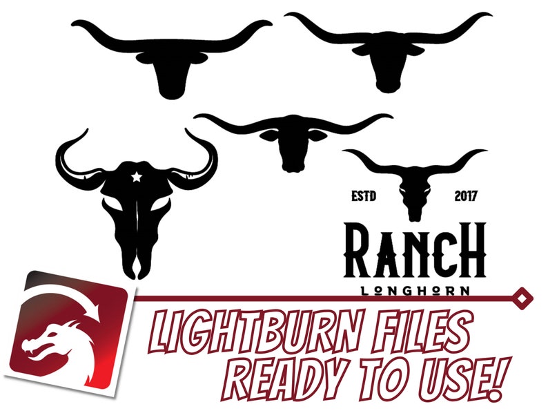 Texas Longhorn Image, Logo, and Decor Pack for Lightburn File Laser ...