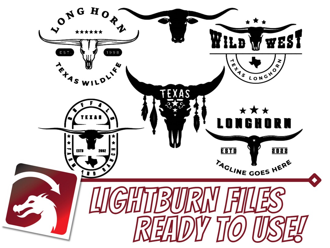 Texas Longhorn Image, Logo, and Decor Pack for Lightburn File Laser ...