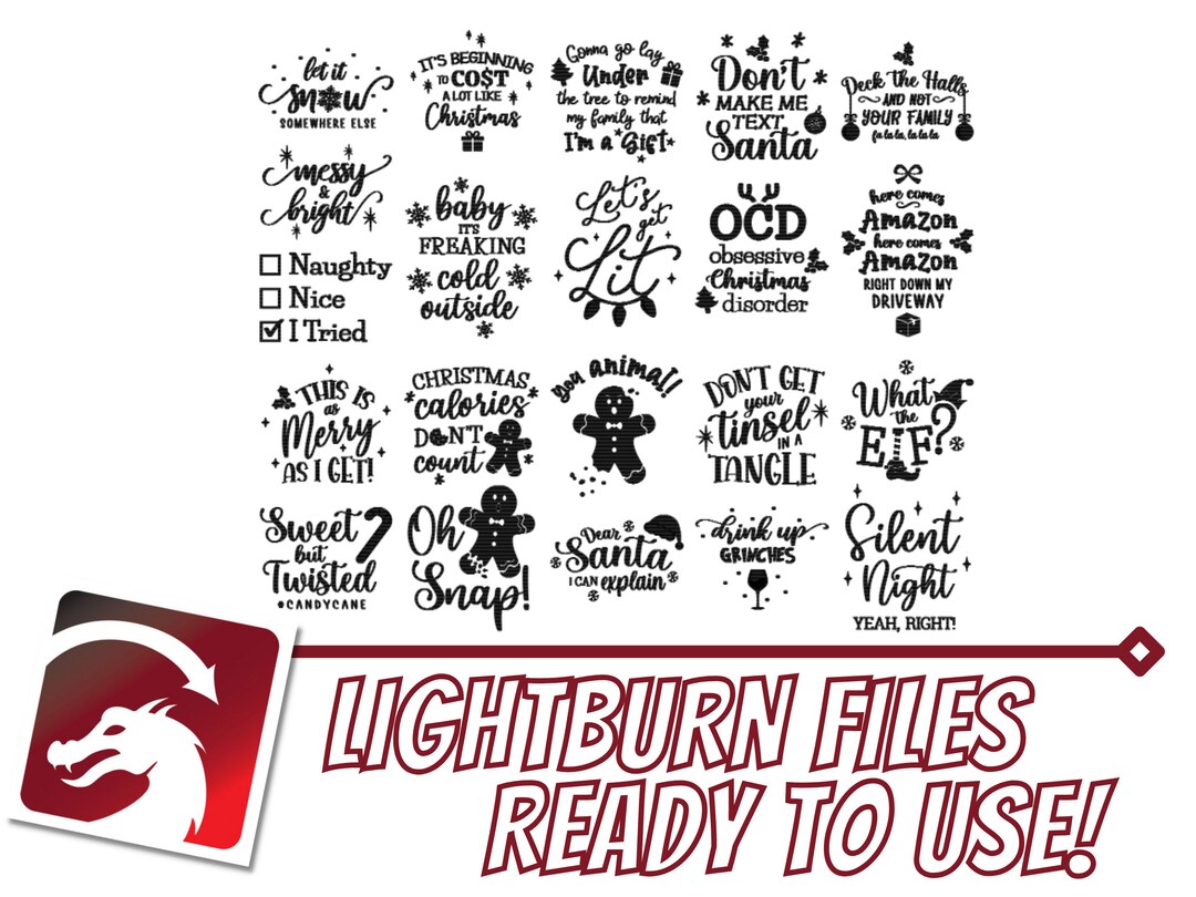 Funny Christmas Sayings Lightburn Files Laser Engraver Cutter Signs ...