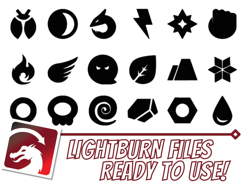 Pokemon Symbols Lightburn Tokens .lrbn2 File Ready Laser Engraver ...