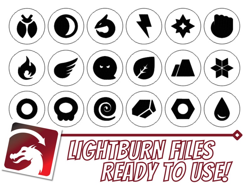 Pokemon Symbols Lightburn Tokens .lrbn2 File Ready Laser Engraver ...