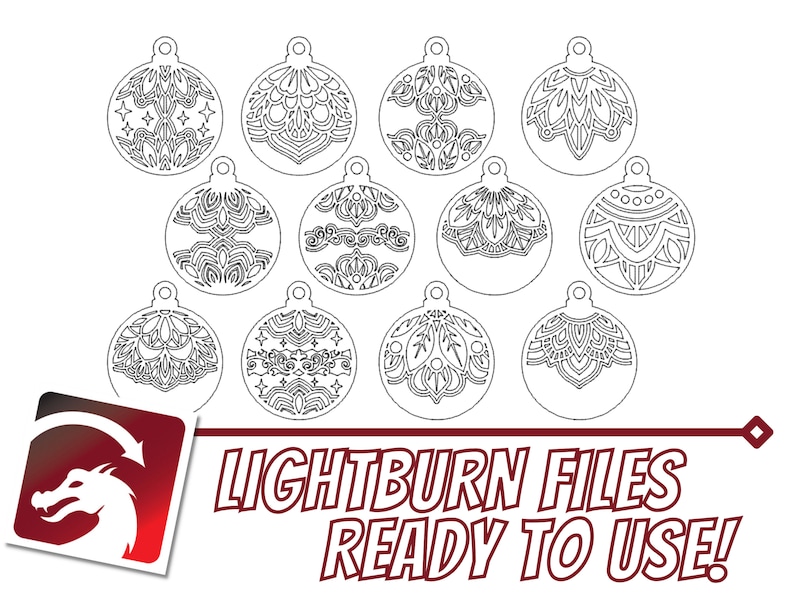 Christmas Ornaments Lightburn Library .lbrn2 File Ready Laser Engraver ...