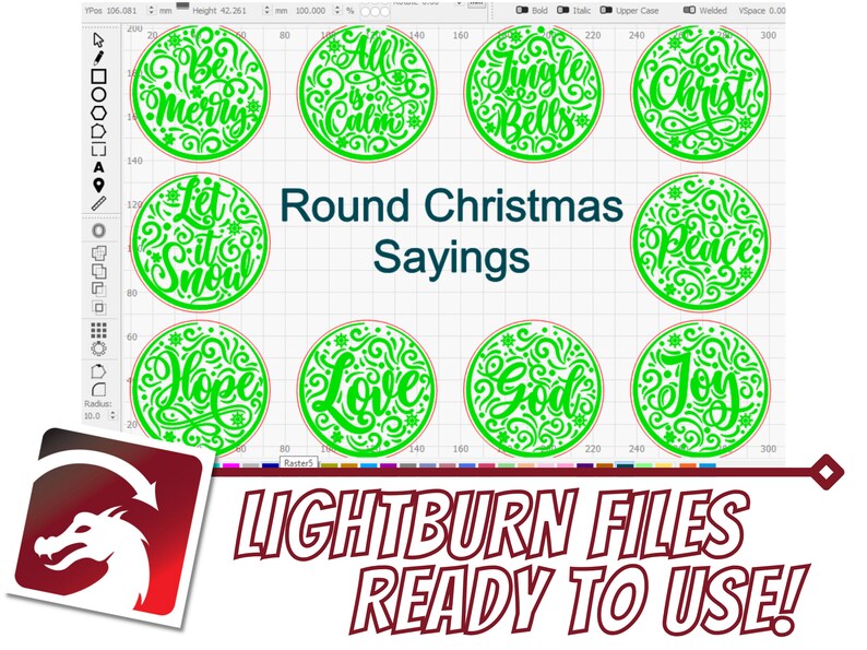 Round Religious Christmas Sayings for Lightburn File Laser Engraver ...