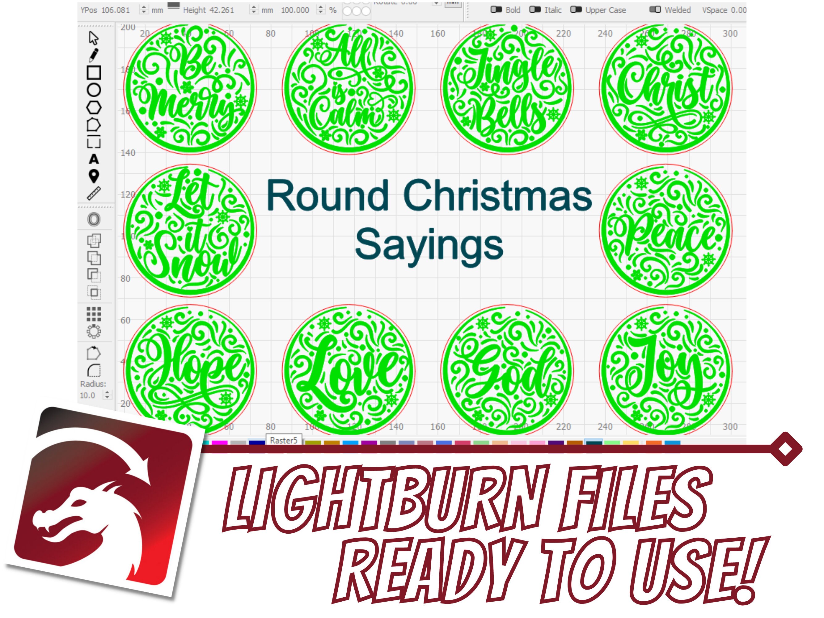 Round Religious Christmas Sayings for Lightburn File Laser Engraver ...