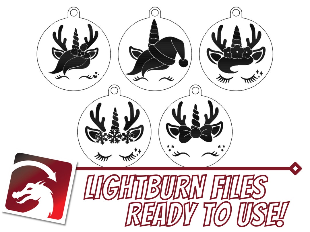 Layered Unicorn Reindeer Christmas Ornaments Lightburn File Laser ...