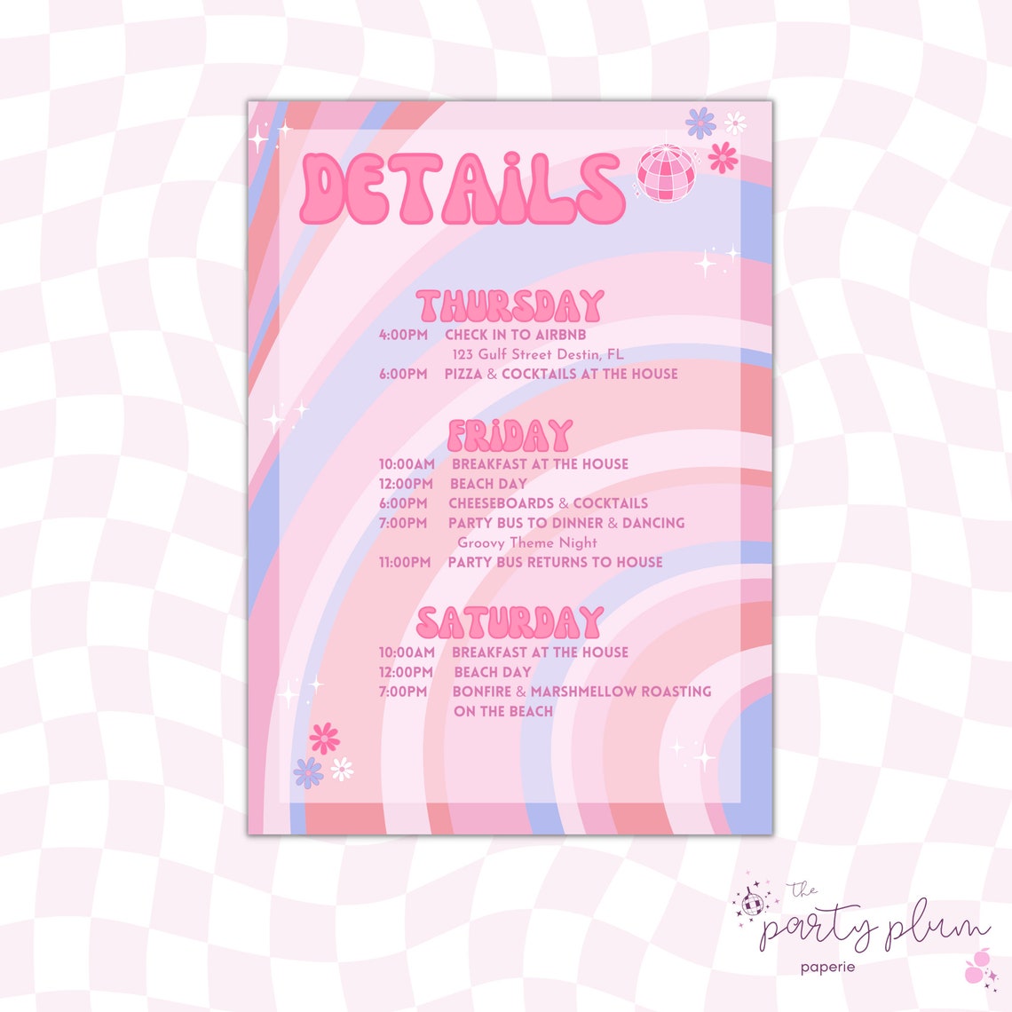 Groovy and Boozy Bachelorette Party, Downloadable Invitation and ...