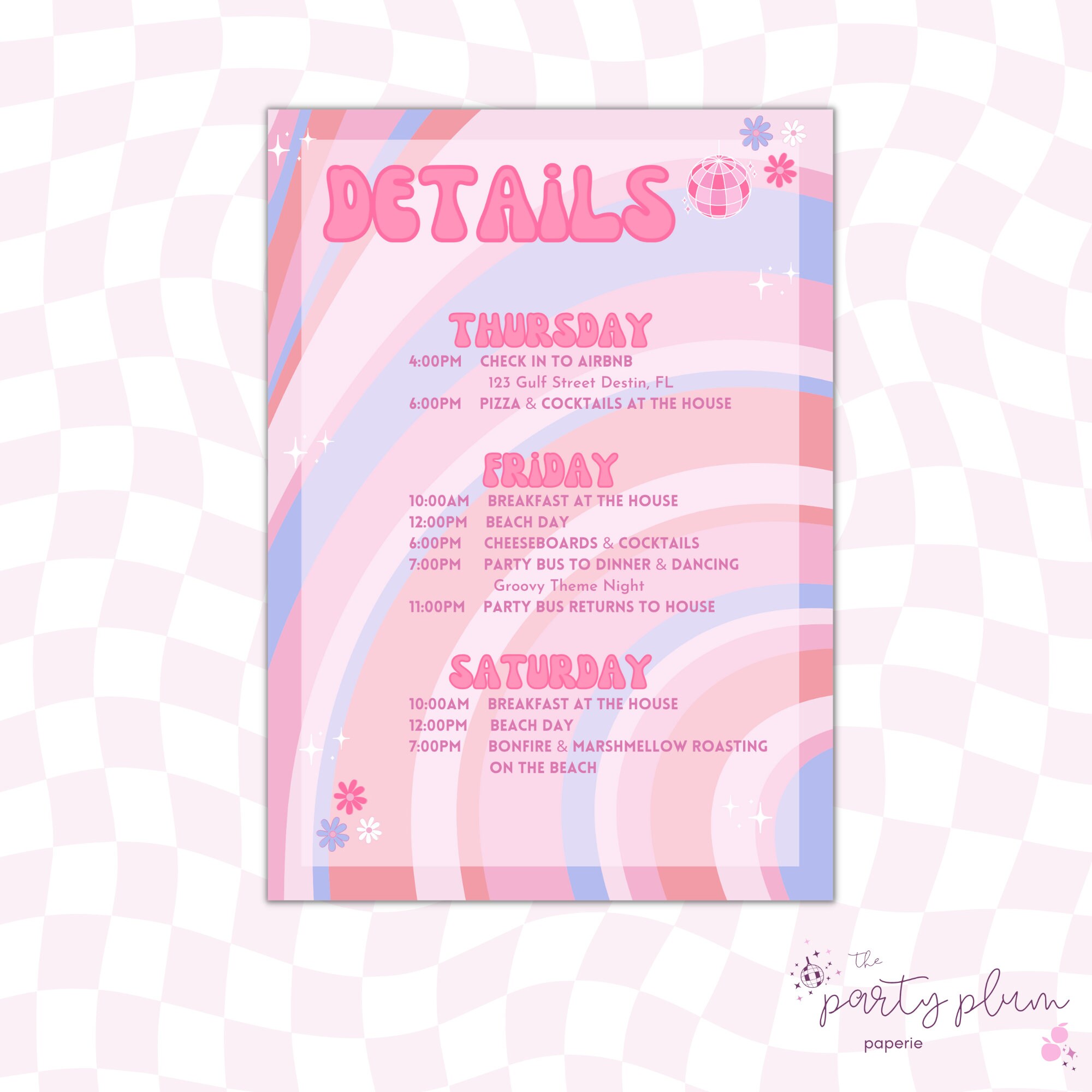 Groovy and Boozy Bachelorette Party, Downloadable Invitation and ...