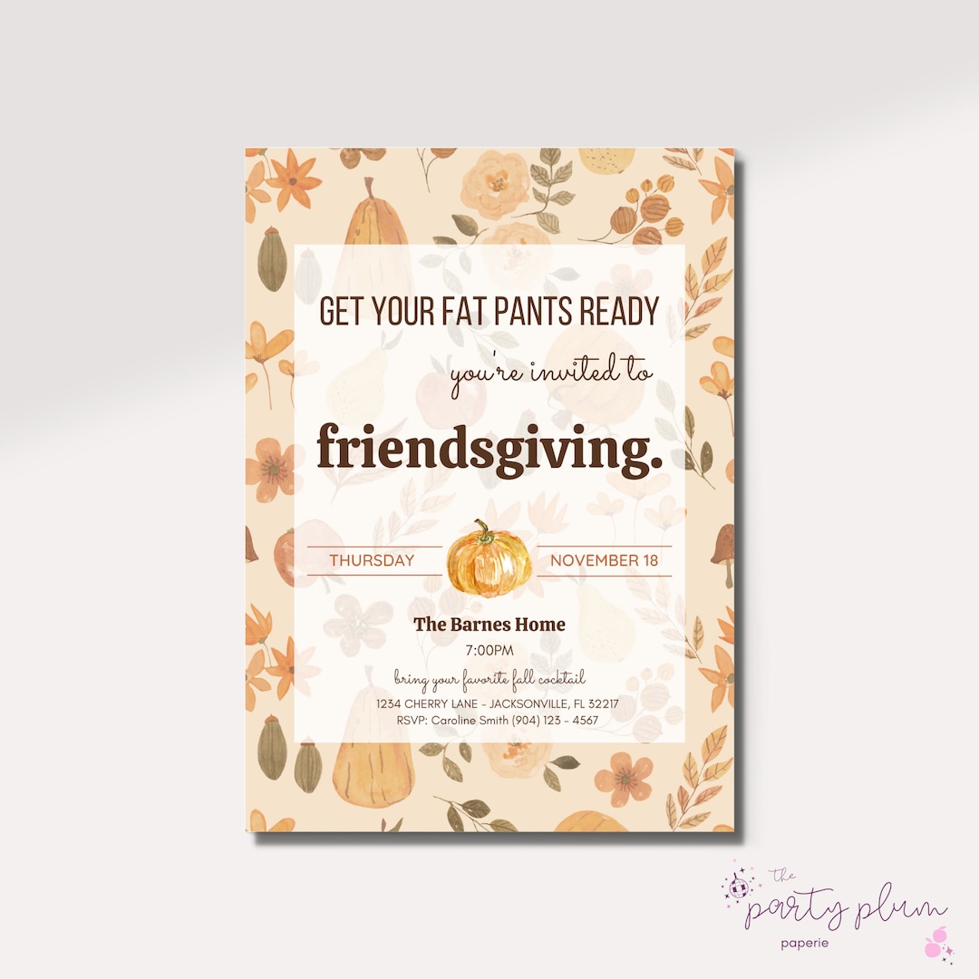 Friendsgiving Invitation, Downloadable Template, Fall Thanksgiving ...