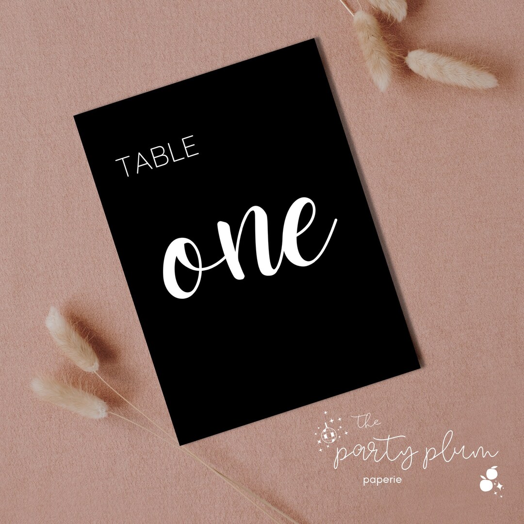 Modern Wedding Table Number, Downloadable Template - Etsy