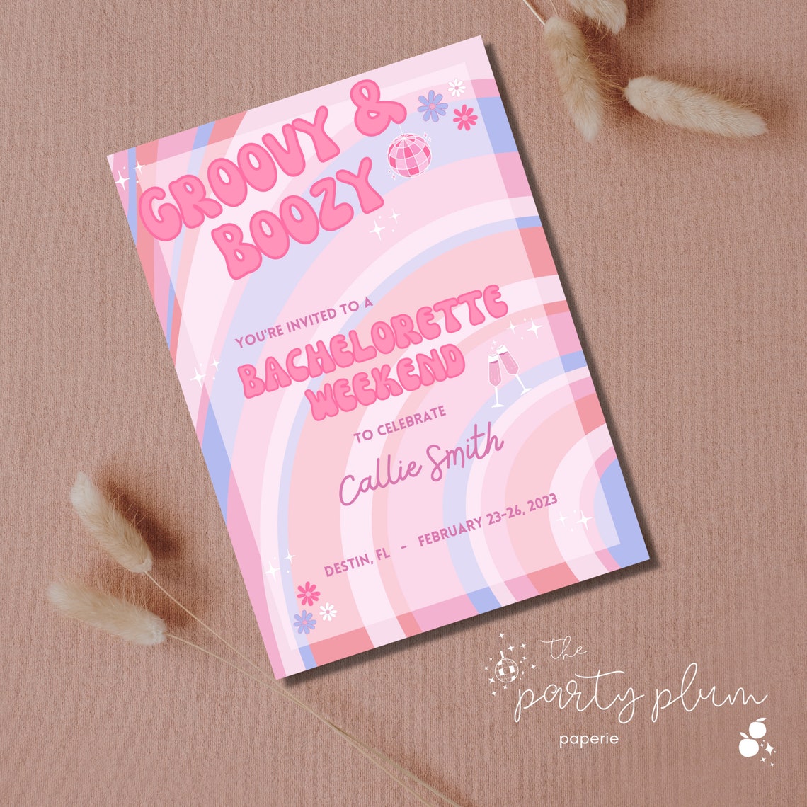Groovy and Boozy Bachelorette Party, Downloadable Invitation and ...