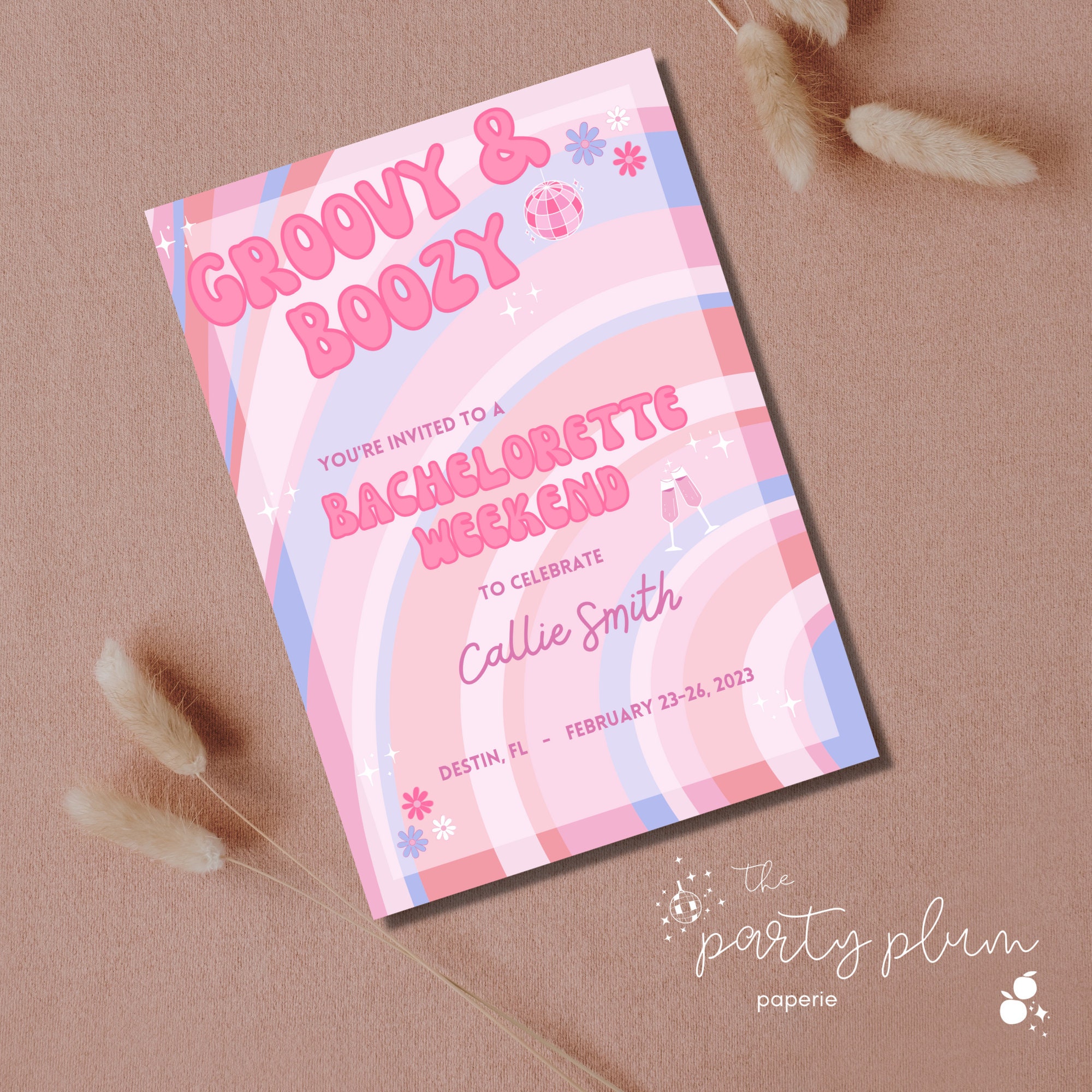 Groovy and Boozy Bachelorette Party, Downloadable Invitation and ...