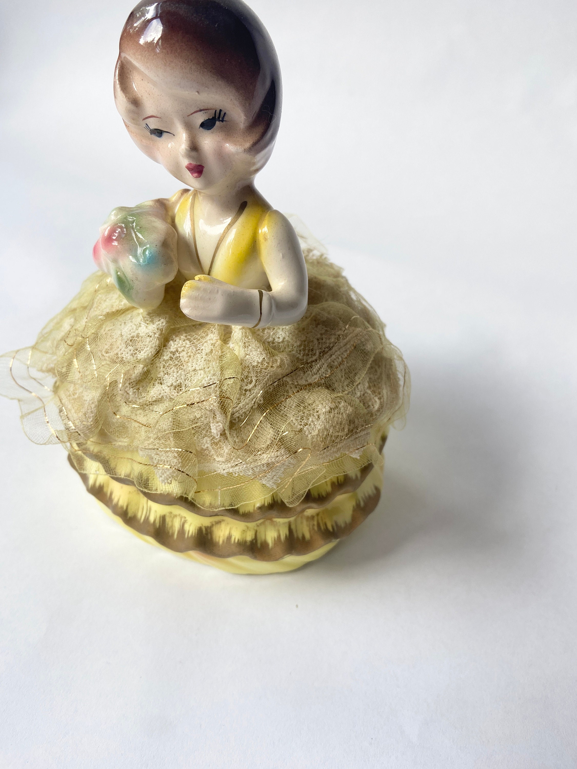 Vintage Ucagco Japan Yellow Dress Girl Jewelry Trinket Box - Etsy