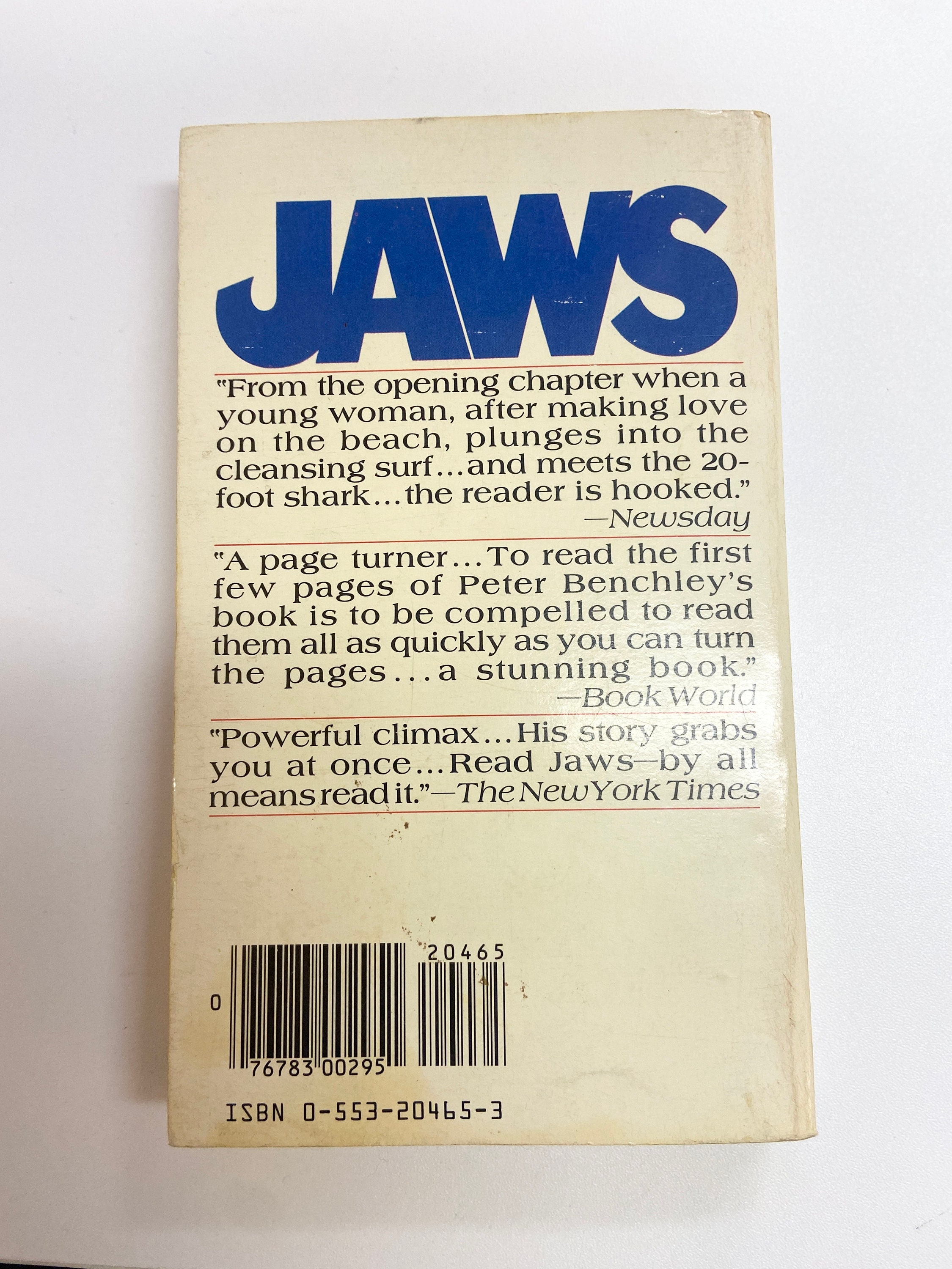 Vintage Jaws Novel by Peter Benchley Vintage Paperback - Etsy