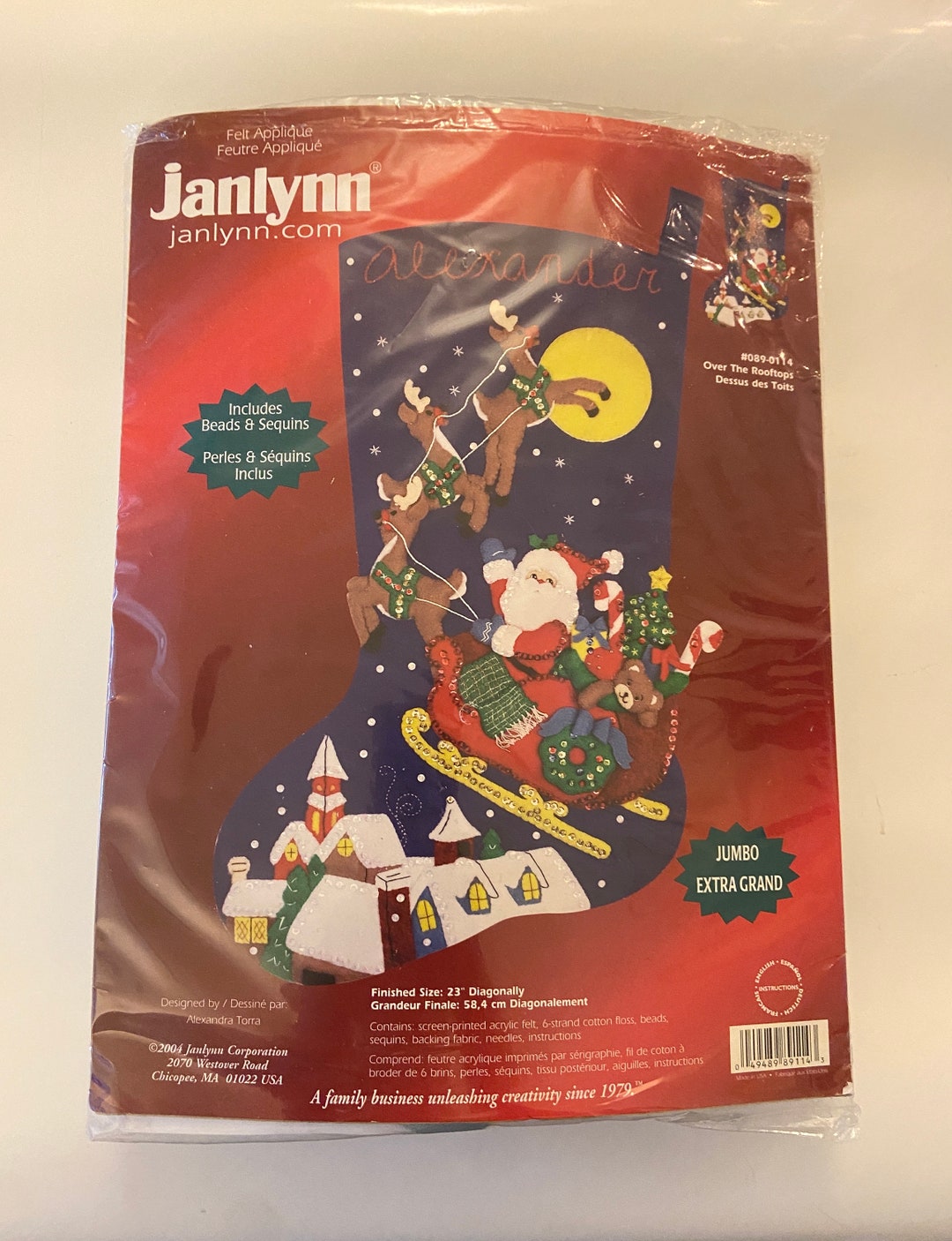 Vintage Felt Christmas Stocking DIY Kit | Originally Sealed Janlynn ...